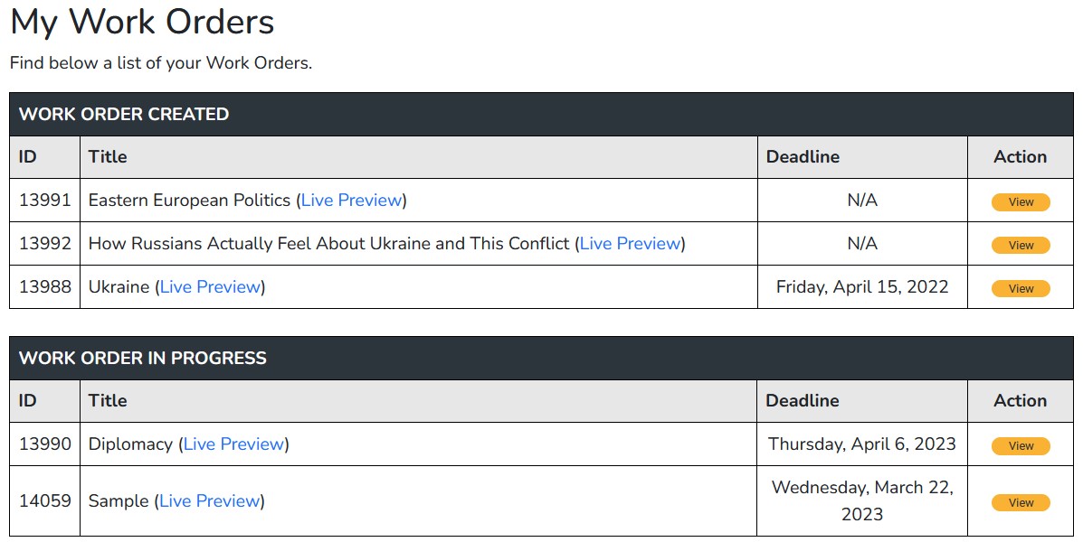 Work Orders: Accept, Preview, and Submit – Support Elephango